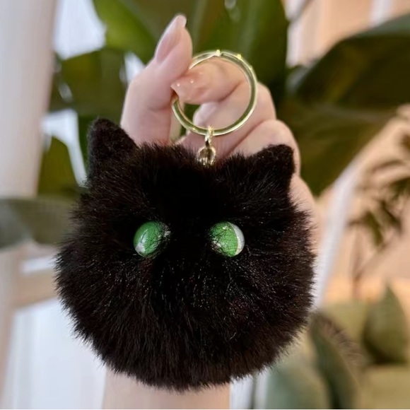 Kawaii | Accessories | Fuzzy Soft Kawaii Black Plush Cat With Bright ...